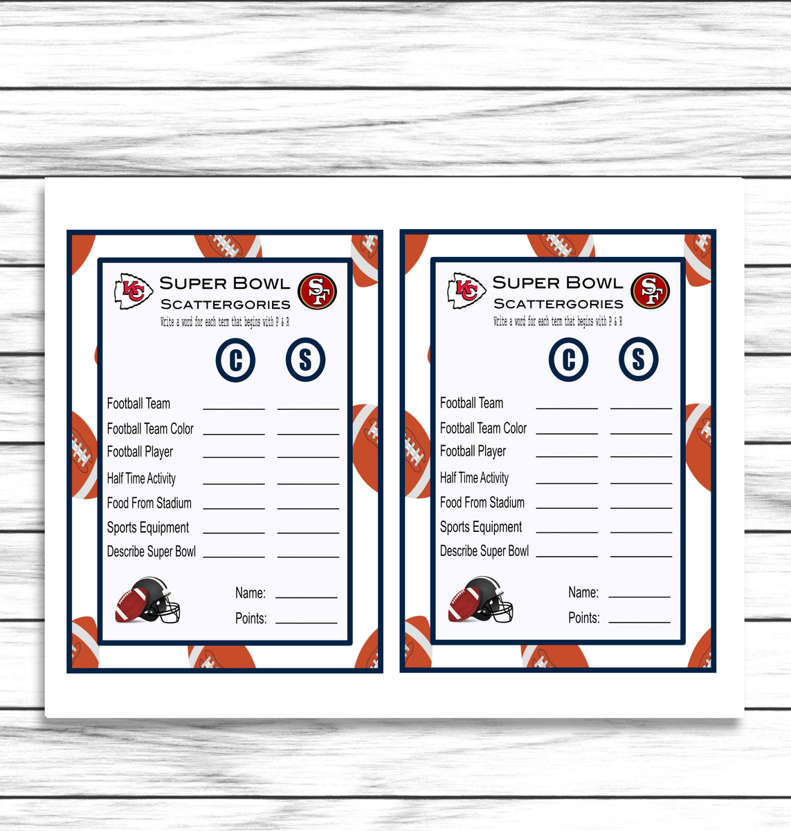 Printable Or Virtual Super Bowl Party Games Set | Kids Adults Family A ...