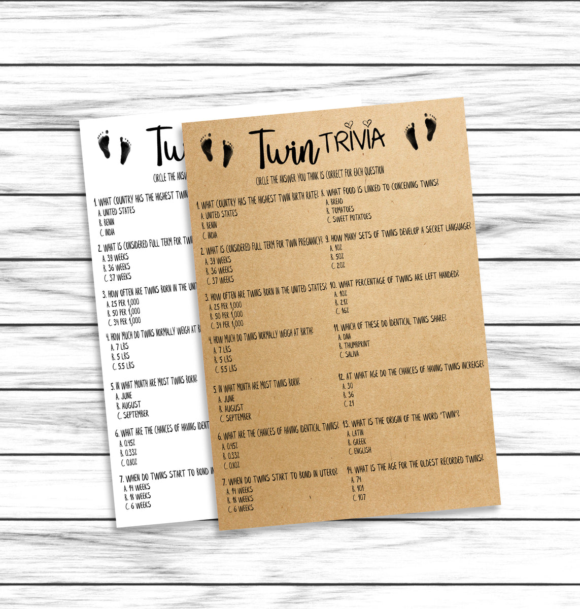 Twins Baby Shower Games Set, Twins Trivia, Celebrity Twins, Word Scram ...