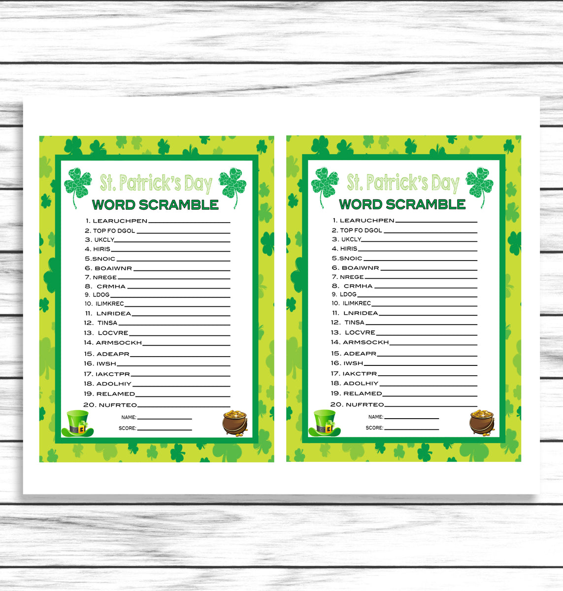 Saint Patricks Day Word Scramble,Word Game, St Patricks Day Party Game ...